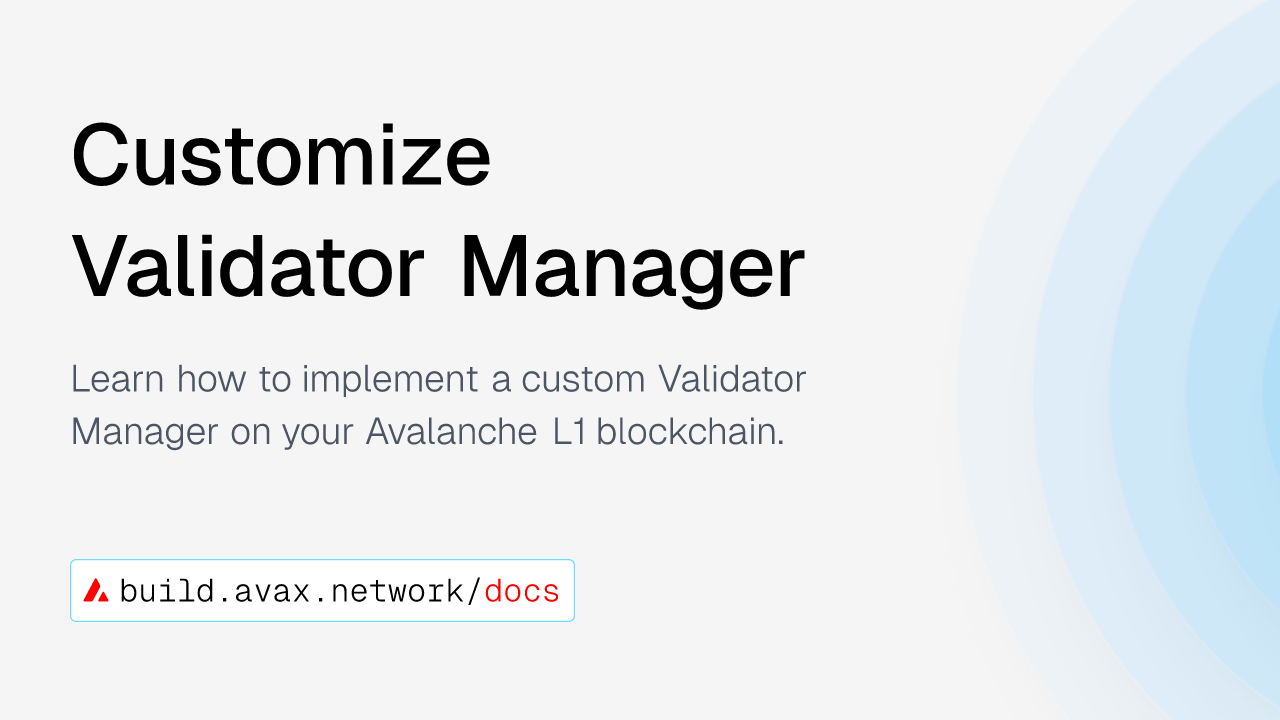 Customize Validator Manager | Avalanche Builder Hub